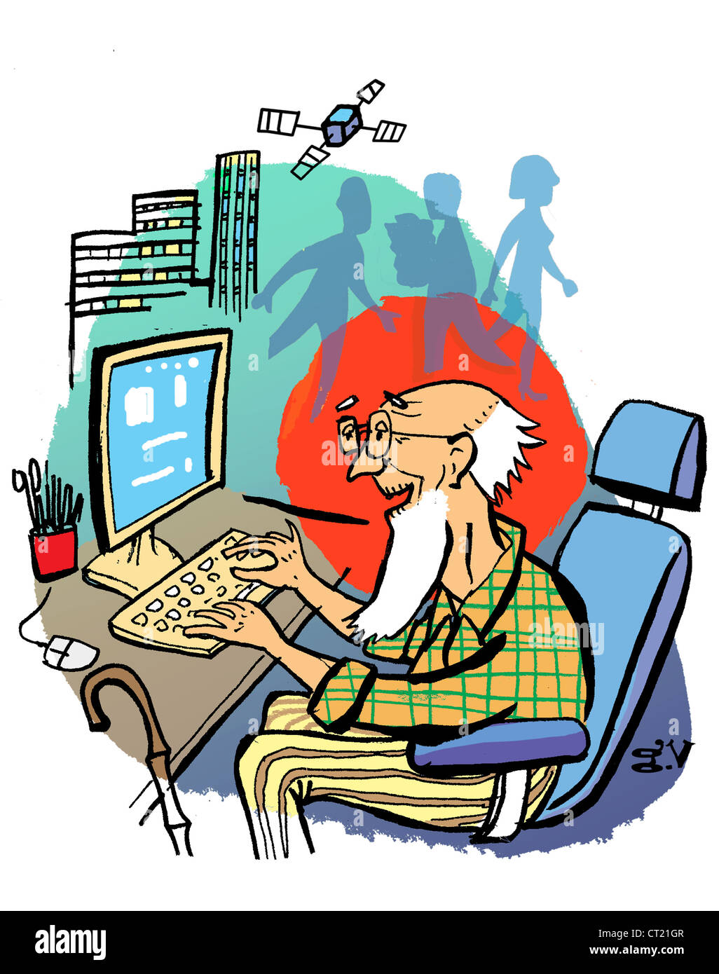 ELDERLY PERSON, COMPUTER Stock Photo - Alamy