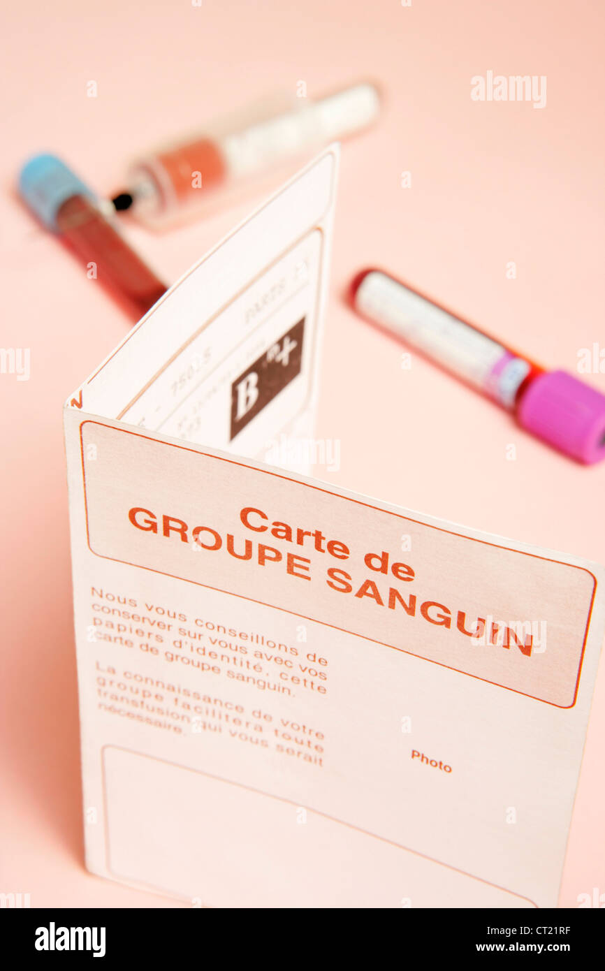 BLOOD GROUP CARD Stock Photo - Alamy