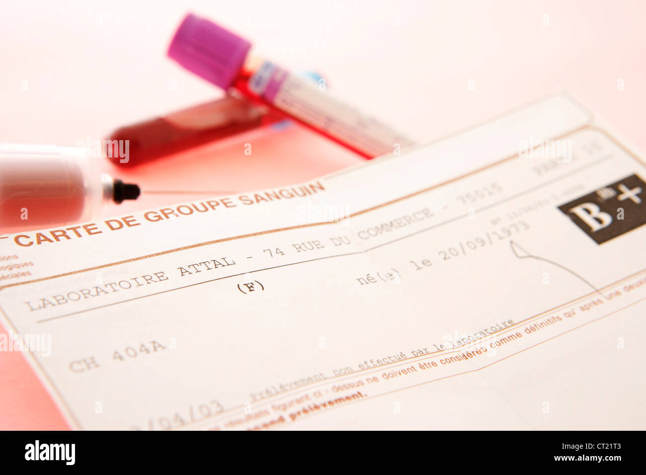 Blood type test card hi-res stock photography and images - Alamy