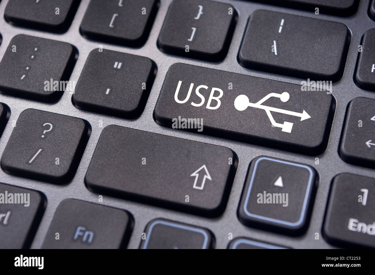 USB signs on enter key of keyboard, for concepts of USB ready devices ...