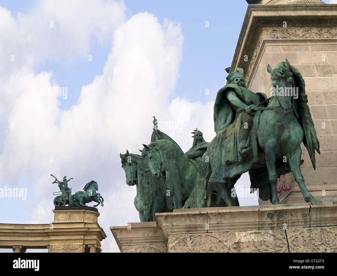 Bronze Statues in Heroes Square in Budapest Hungary Stock Photo - Alamy