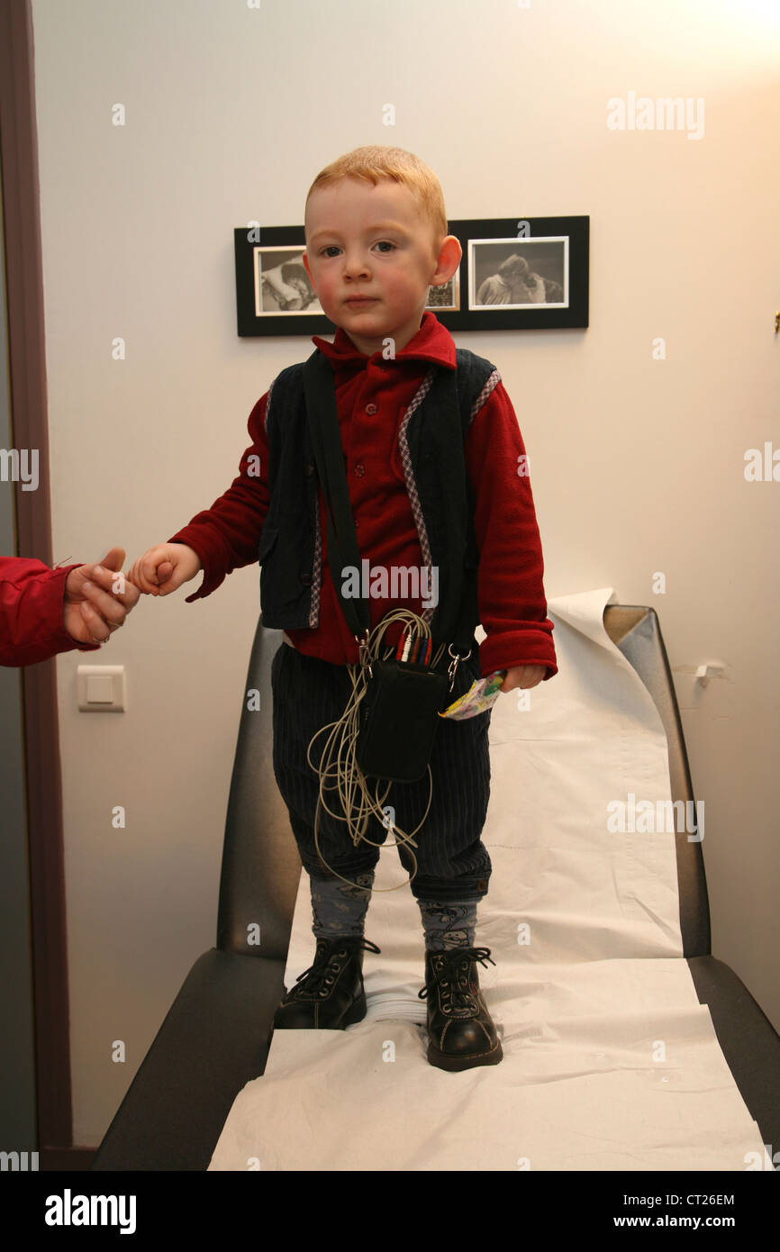 CHILD WITH ECG HOLTER Stock Photo - Alamy