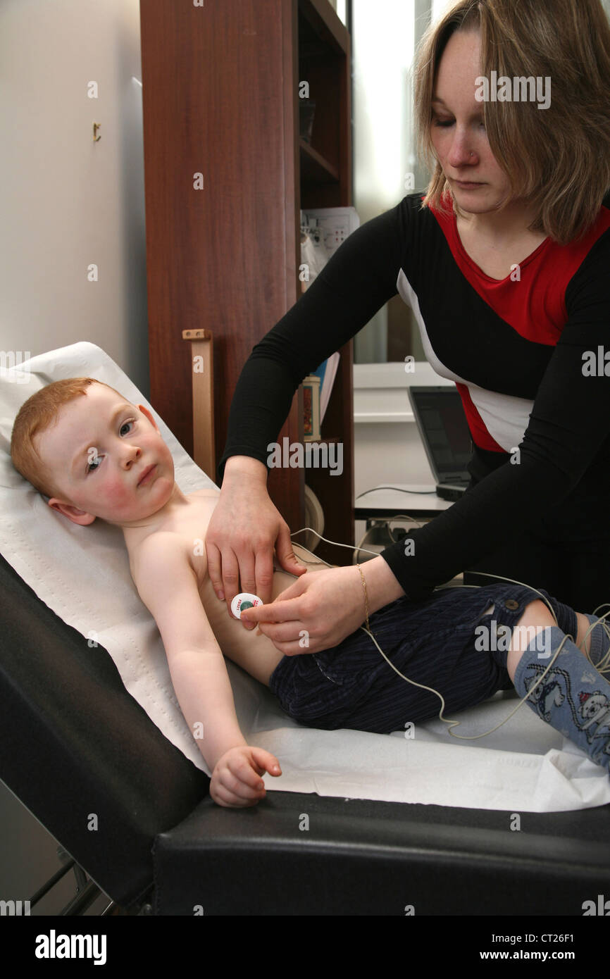 CHILD WITH ECG HOLTER Stock Photo - Alamy