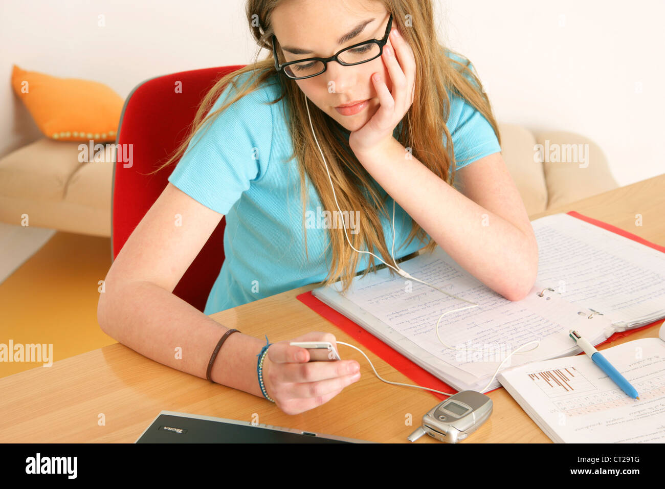 TEENAGER DOING HOMEWORK Stock Photo - Alamy