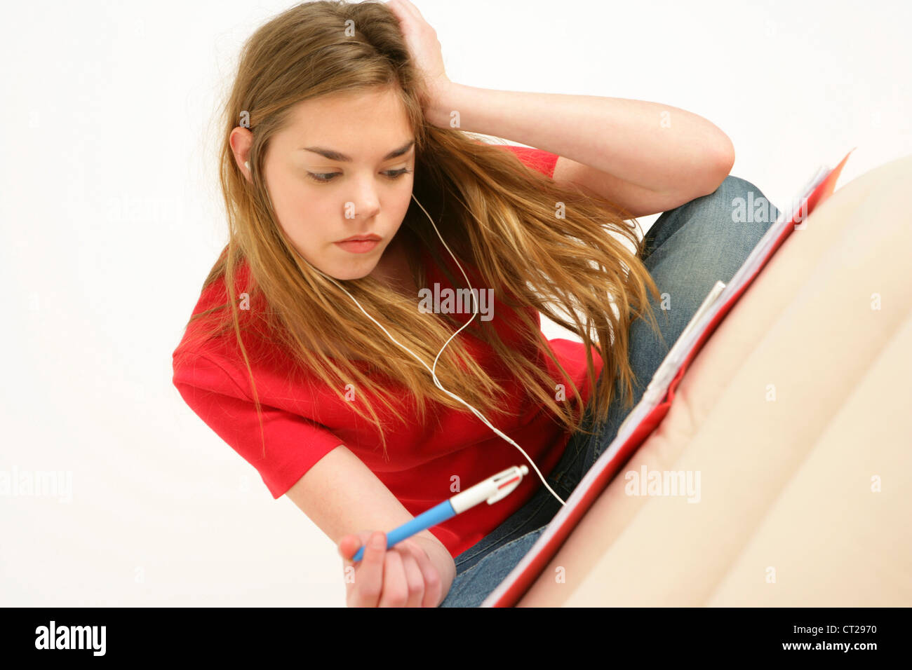 TEENAGER DOING HOMEWORK Stock Photo - Alamy