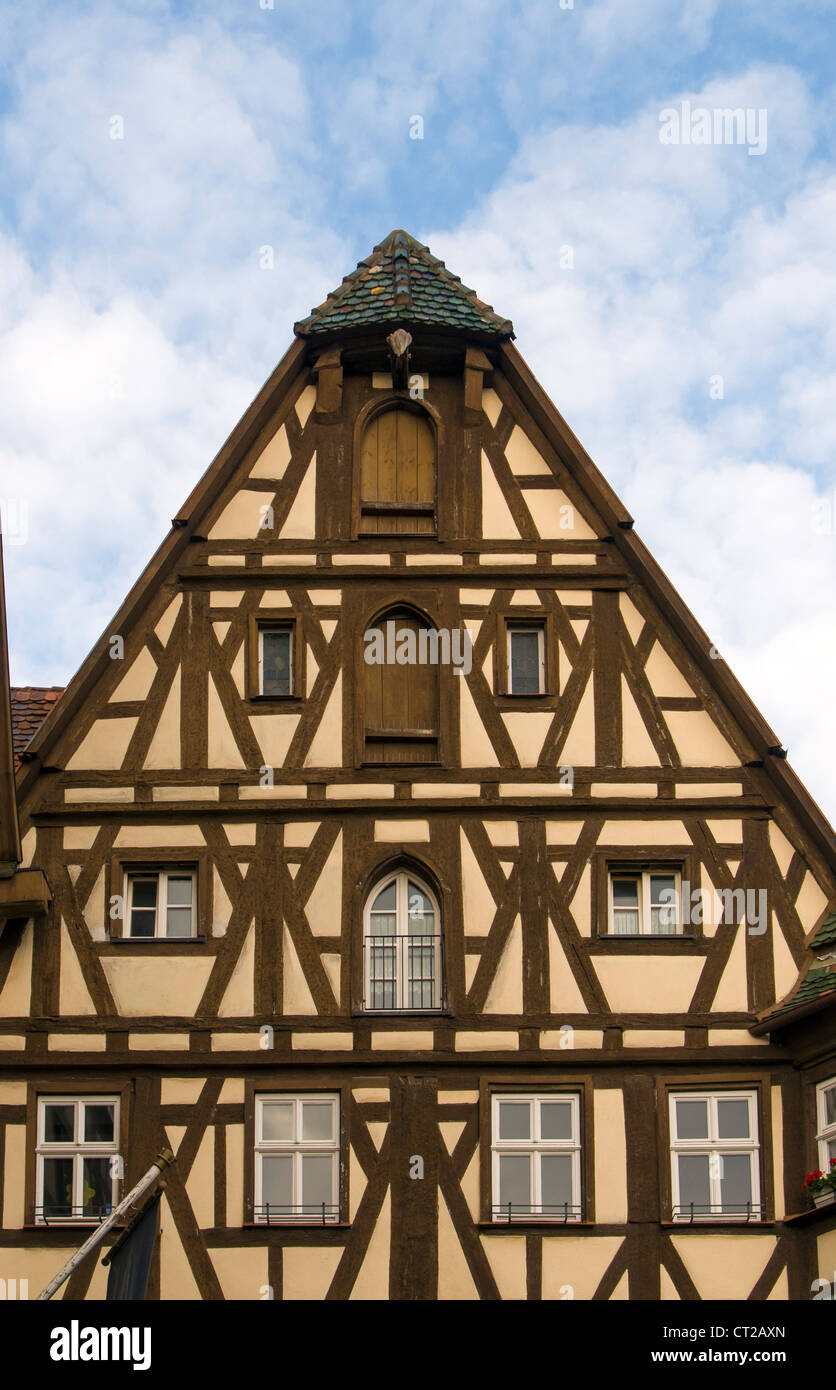 Half-timbered Gable of Jagstheimer House in Rothenburg ob der Tauber ...