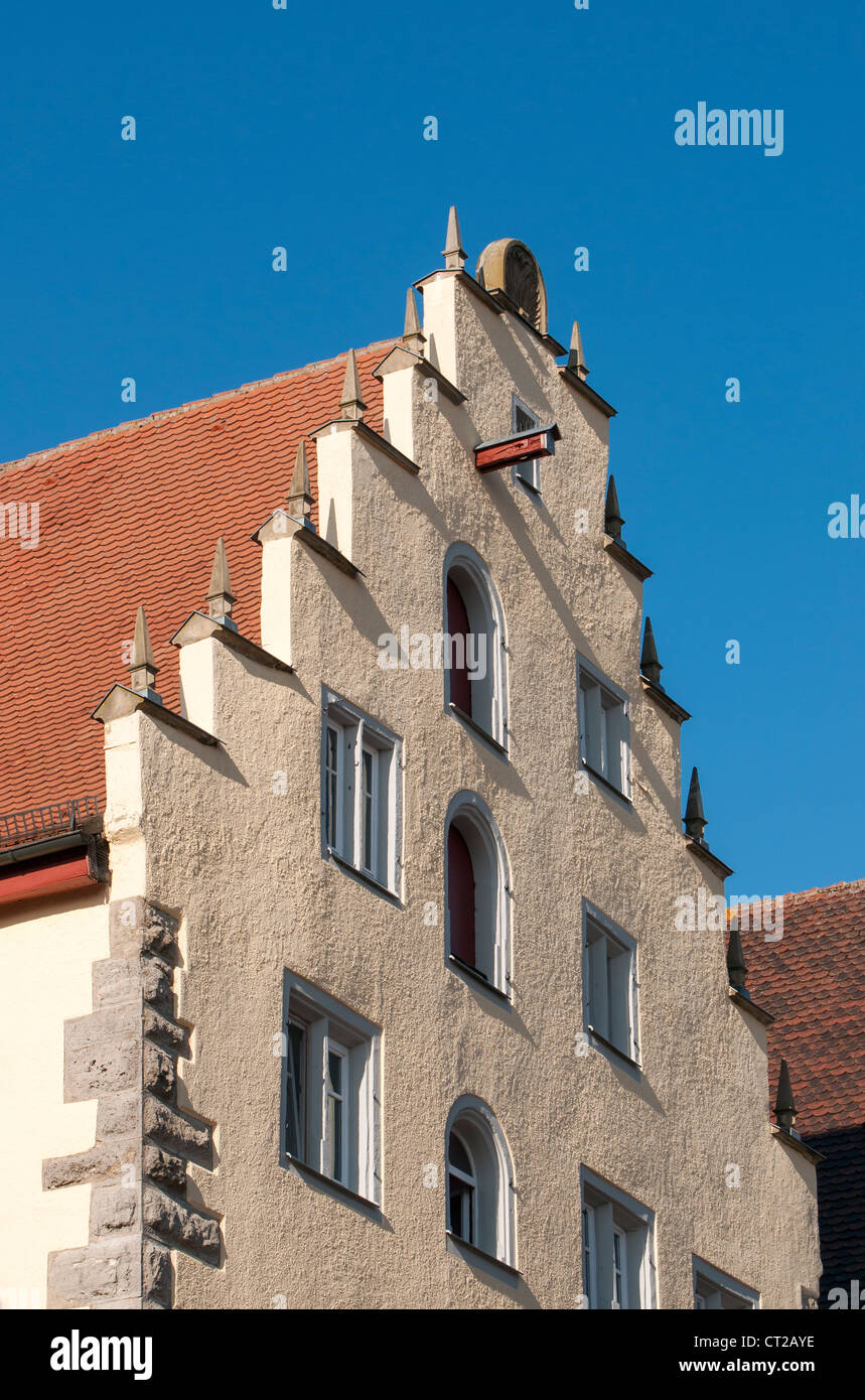 Crow-stepped Gable of House on Herrngasse in Rothenburg ob der Tauber ...