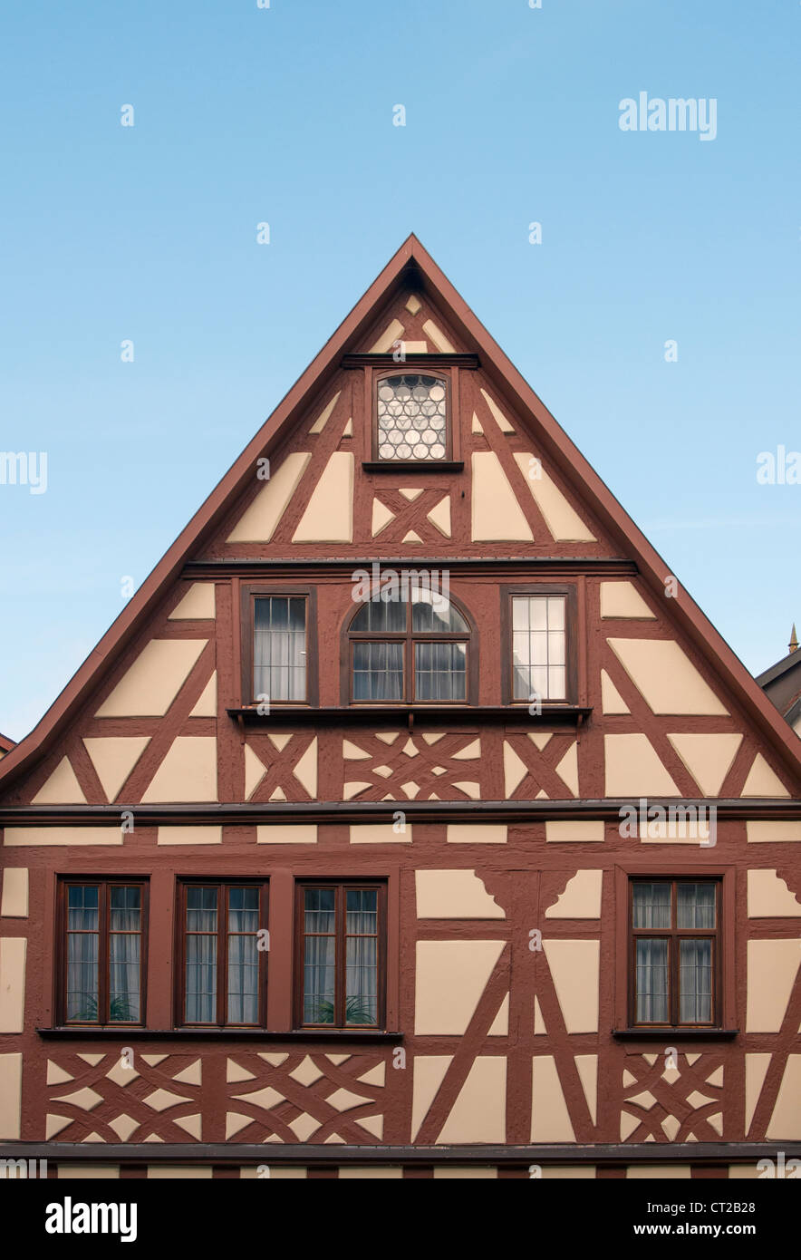 Gable of House with Timber framing (half-timbered) in Rothenburg ob der ...