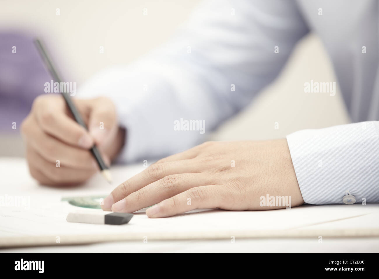 Hand of engineer drawing by pencil Stock Photo - Alamy