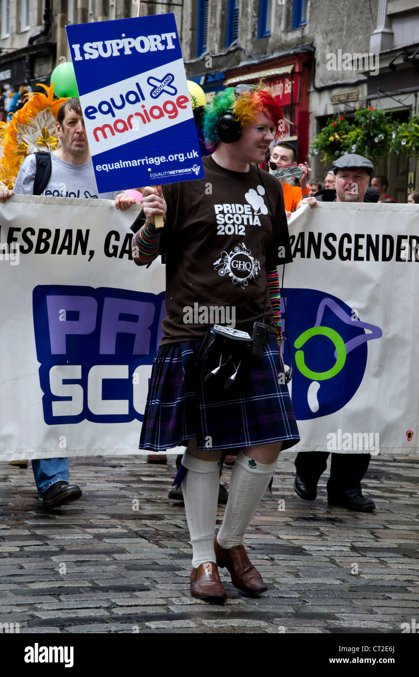 Pride Scotia 2012 parade in the Royal Mile, Edinburgh, Scotland Stock ...