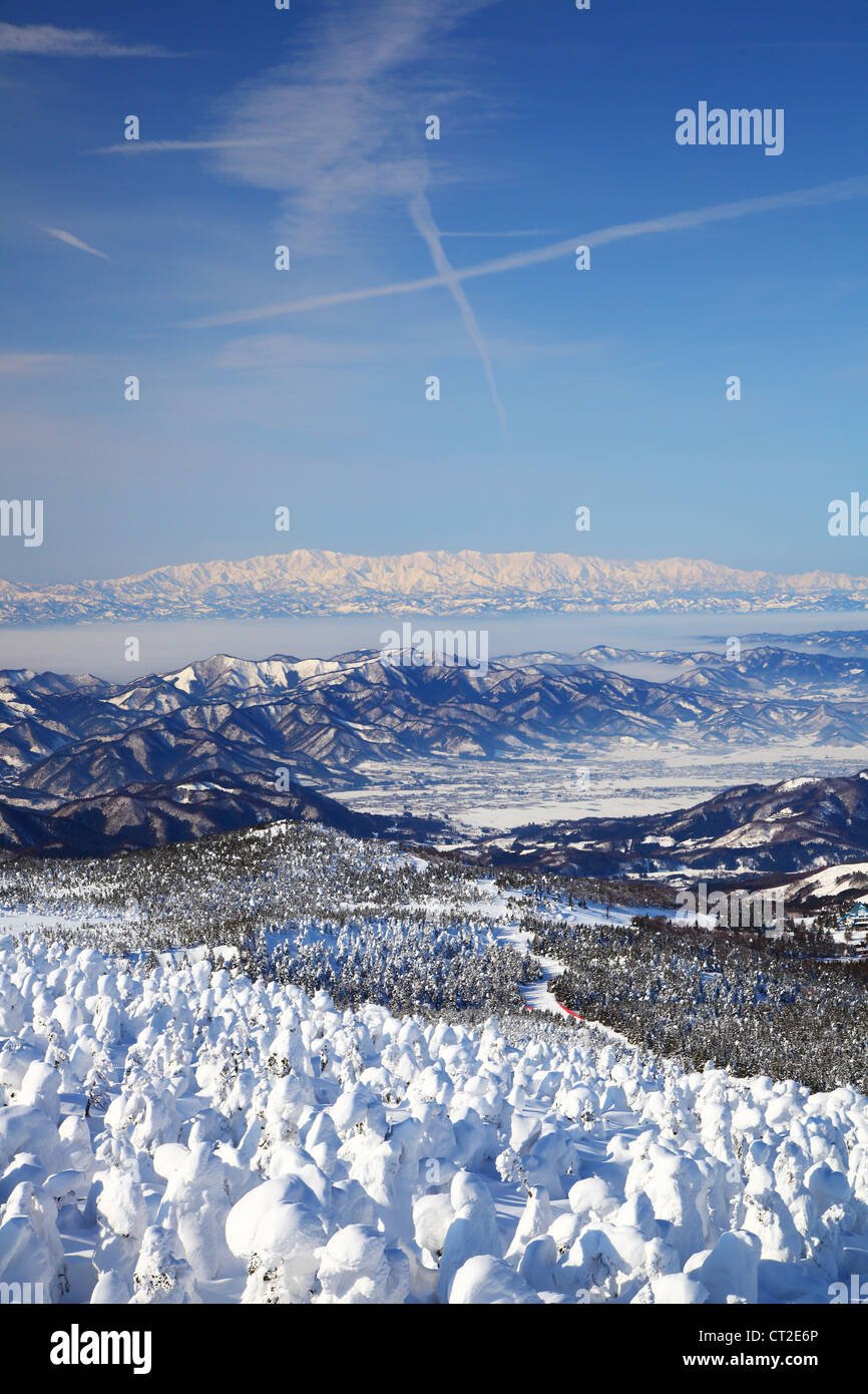 Soft rime and Mt. Iide, yamagata tohoku japan Stock Photo - Alamy