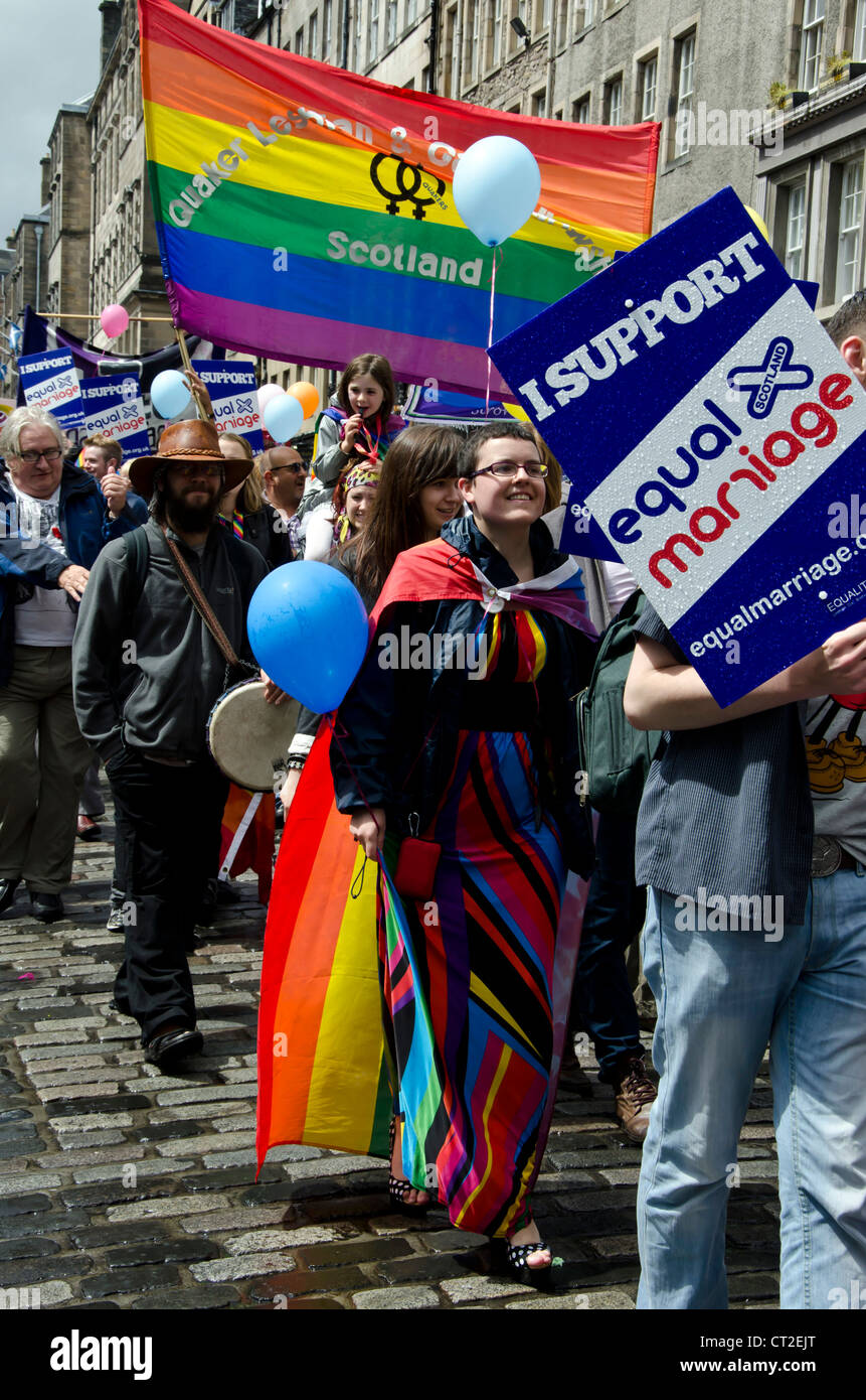 Pride Scotia 2012 parade in the Royal Mile, Edinburgh, Scotland Stock ...