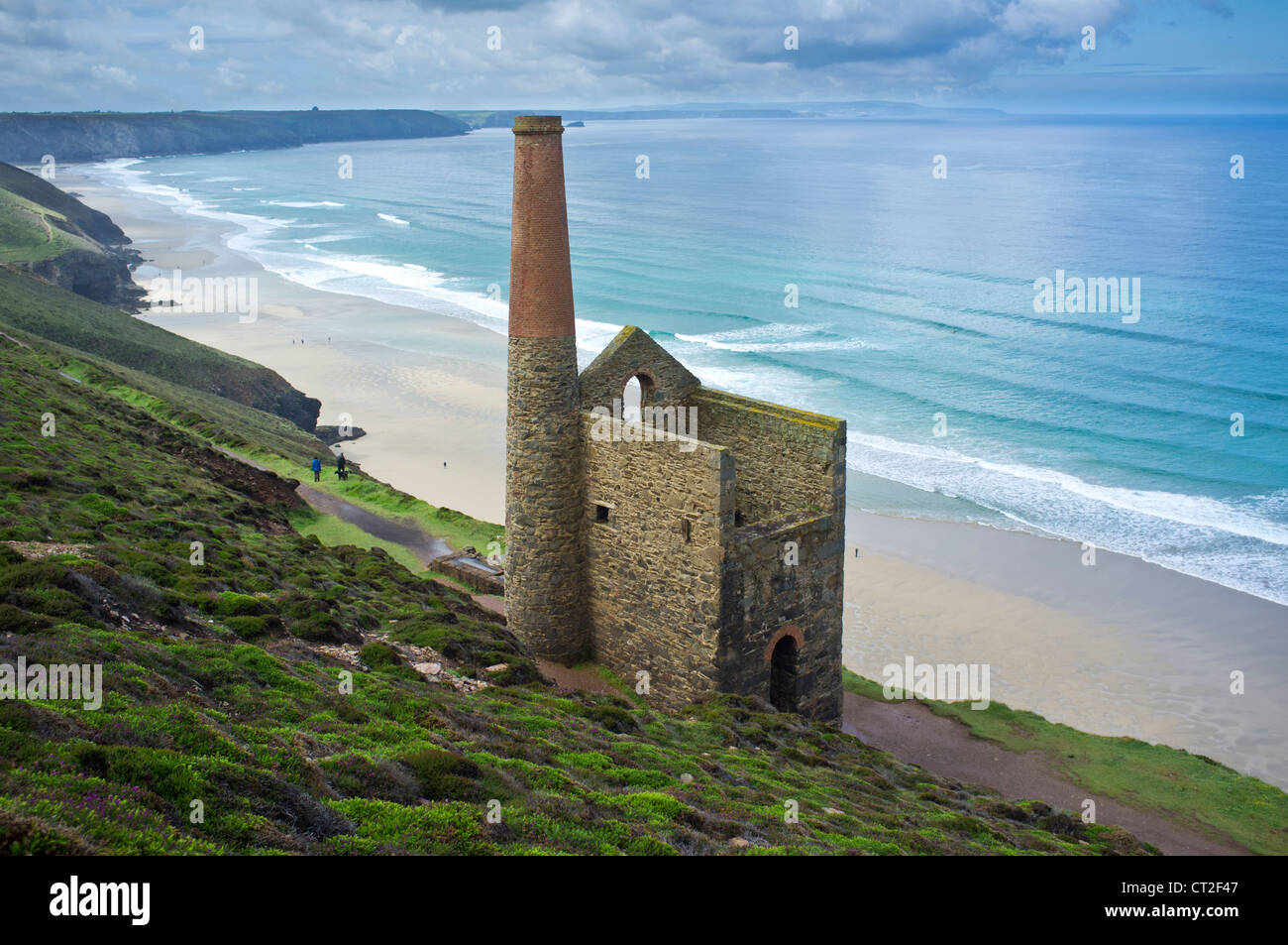 Engine House on the Cornwall Coastal Path at Porth Chapel Stock Photo ...