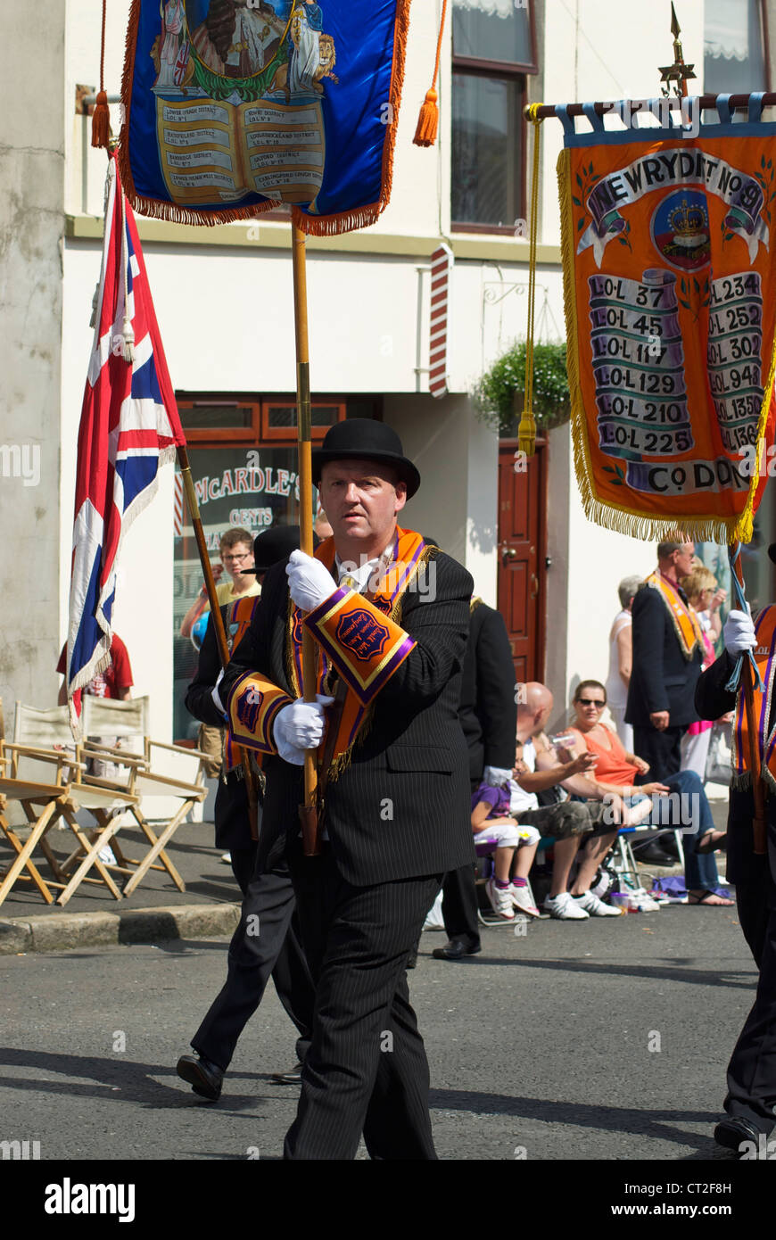 12th July, 2011. Rathfriland, Northern Ireland, UK. Orangemen march up ...