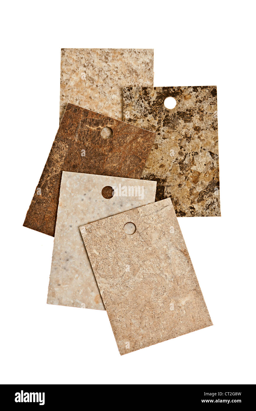 Assorted kitchen counter samples isolated on white background Stock ...