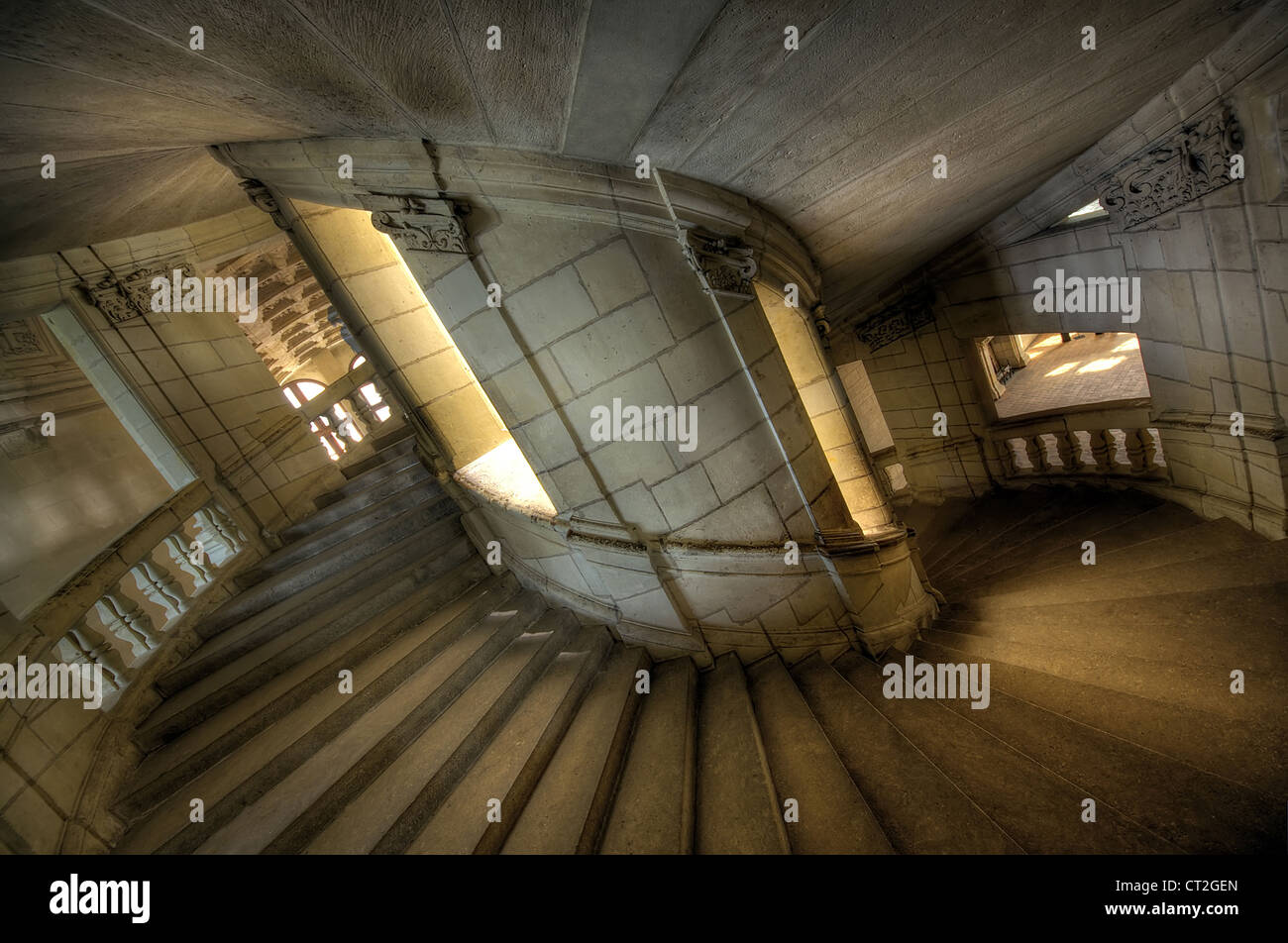 the famous Spiral Staircase in Chambord castle, France Stock Photo - Alamy