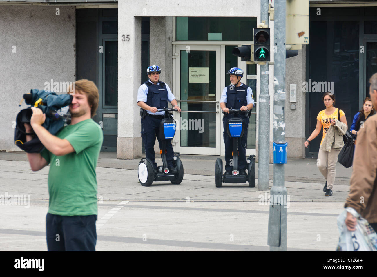 2 German Police Officers On Patrol with Segway Personal Transporter ...