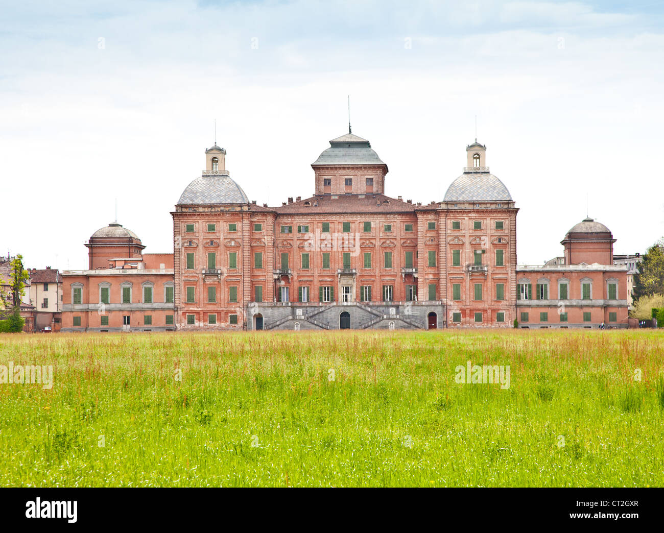 Italy - Racconigi Royal Palace. The green garden of the Palace during ...