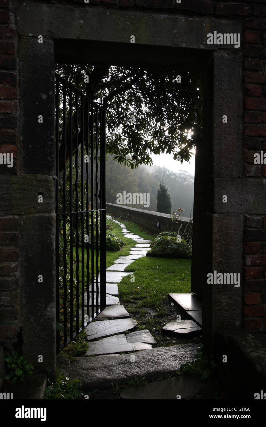 Pathway of stone slabs in a garden, Lumb Bank, Arvon Foundation ...