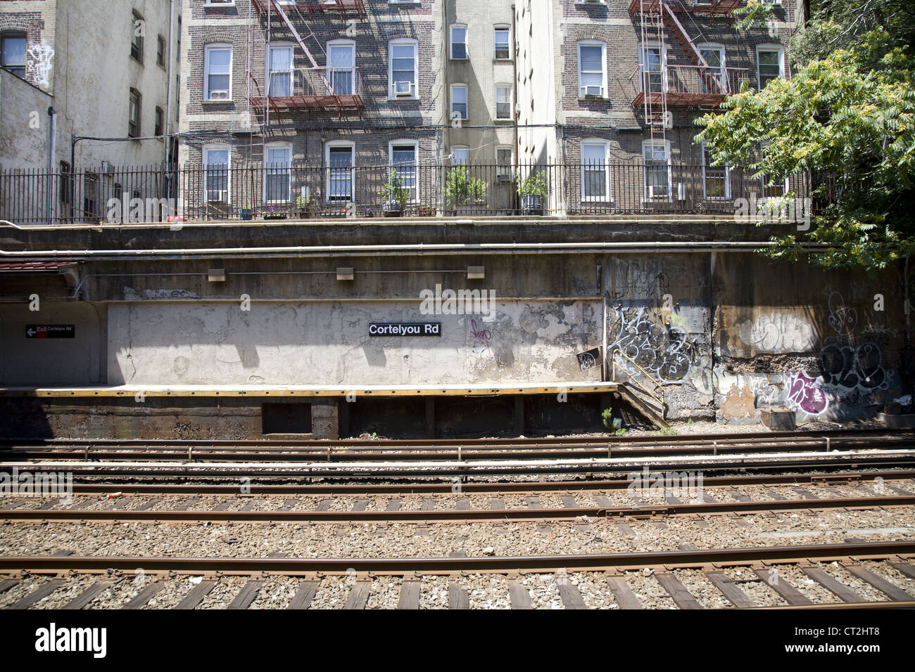 Open air subway station at Cortelyou Road along the F line in Brooklyn ...