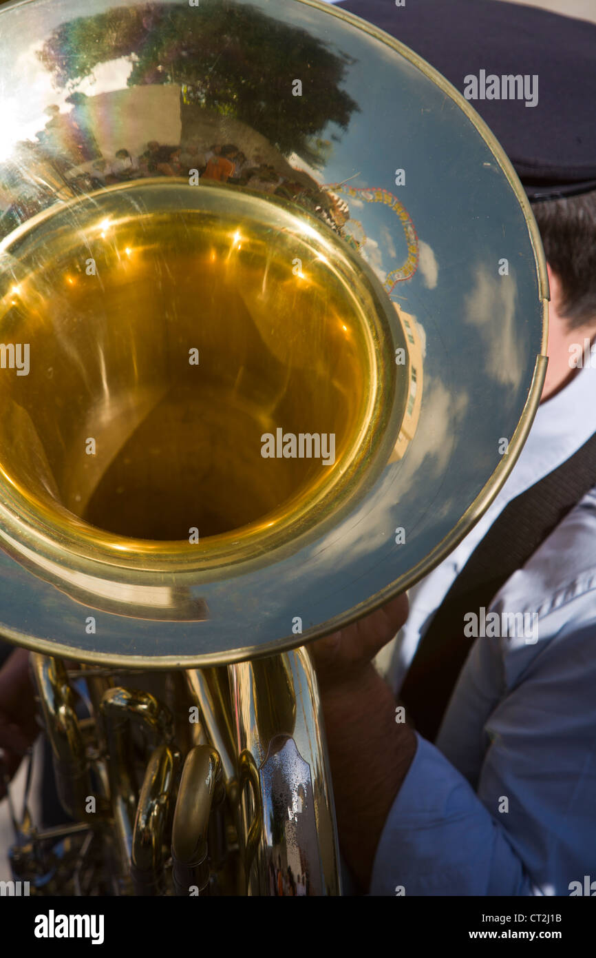 close up of Man playing tuba outdoors Stock Photo - Alamy