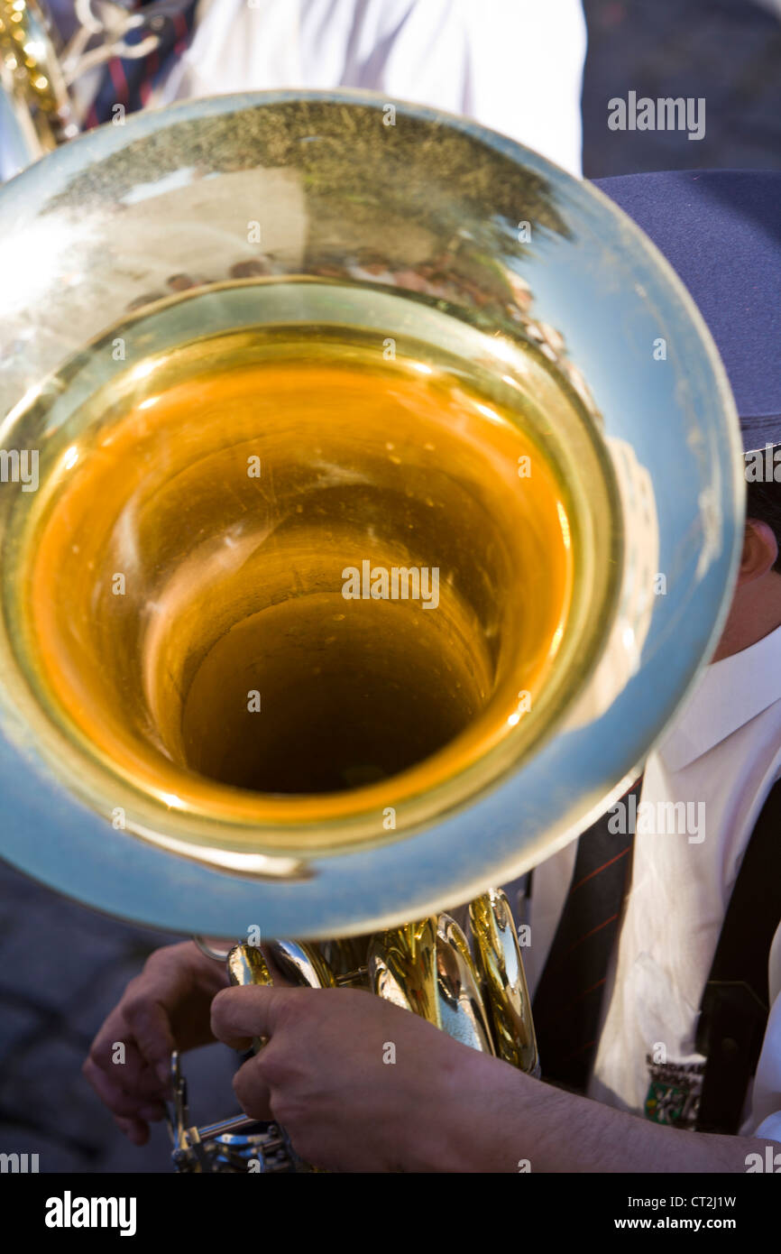 Man playing tuba outdoors Stock Photo - Alamy