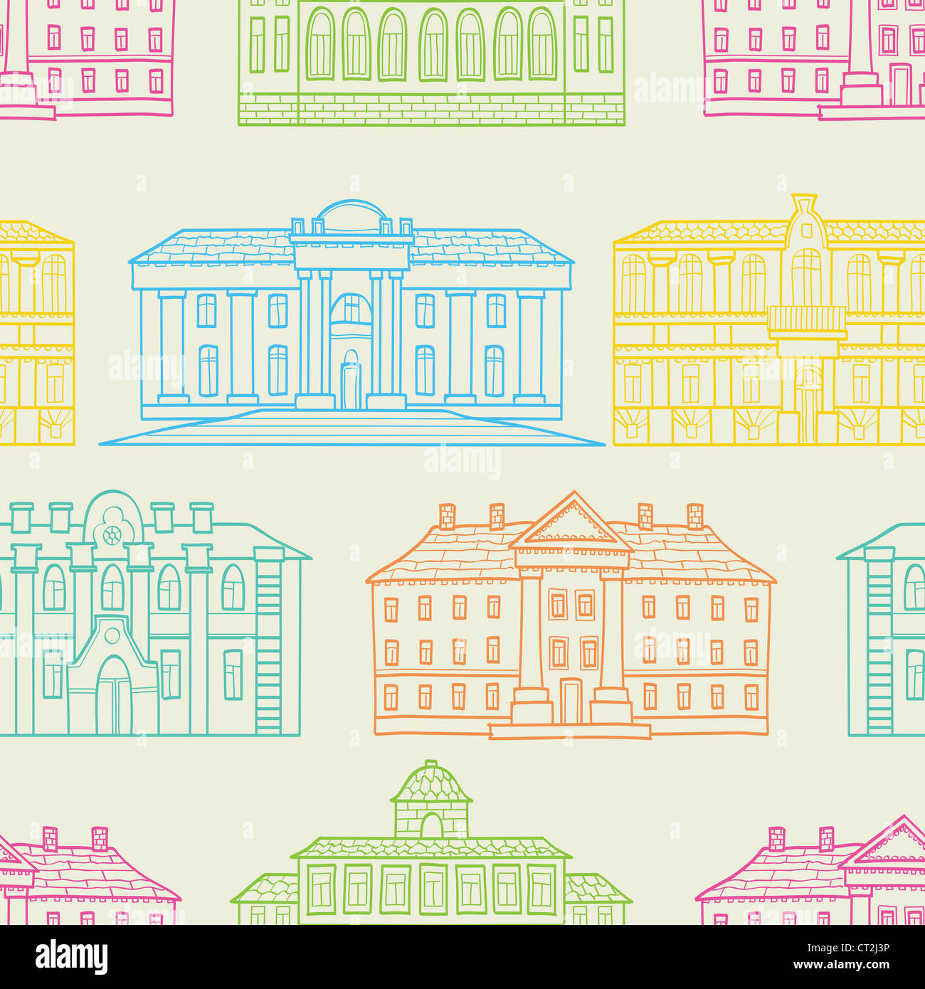 The seamless of a color outline houses Stock Photo - Alamy