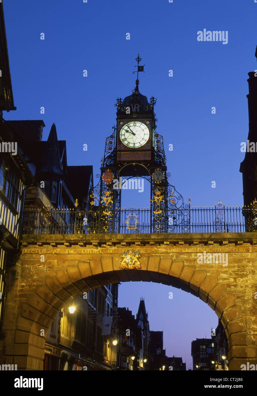Eastgate Victorian clock portrait Chester Cheshire North West England ...