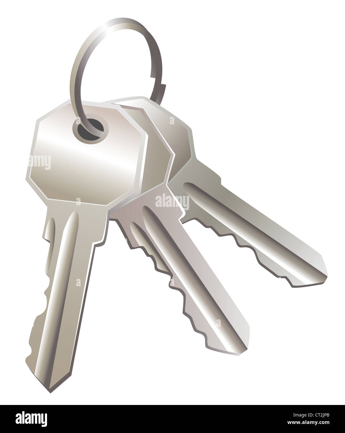 The three metal keys on a ring Stock Photo - Alamy