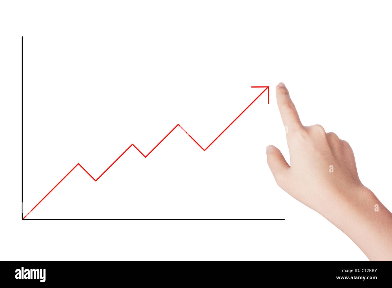 Arrow Graph grow up with human hand Stock Photo - Alamy