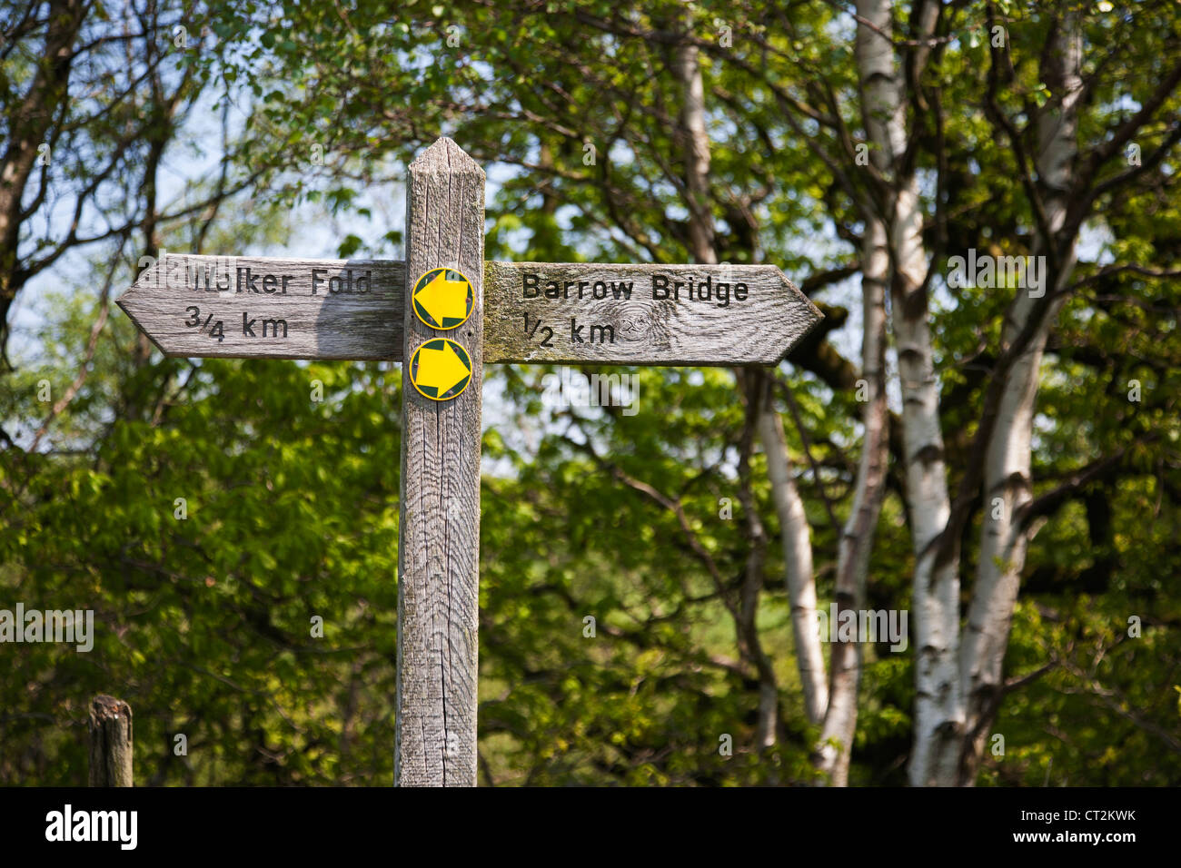 Sign to Walker Fold and Barrow Bridge in Smithills country park, Bolton ...