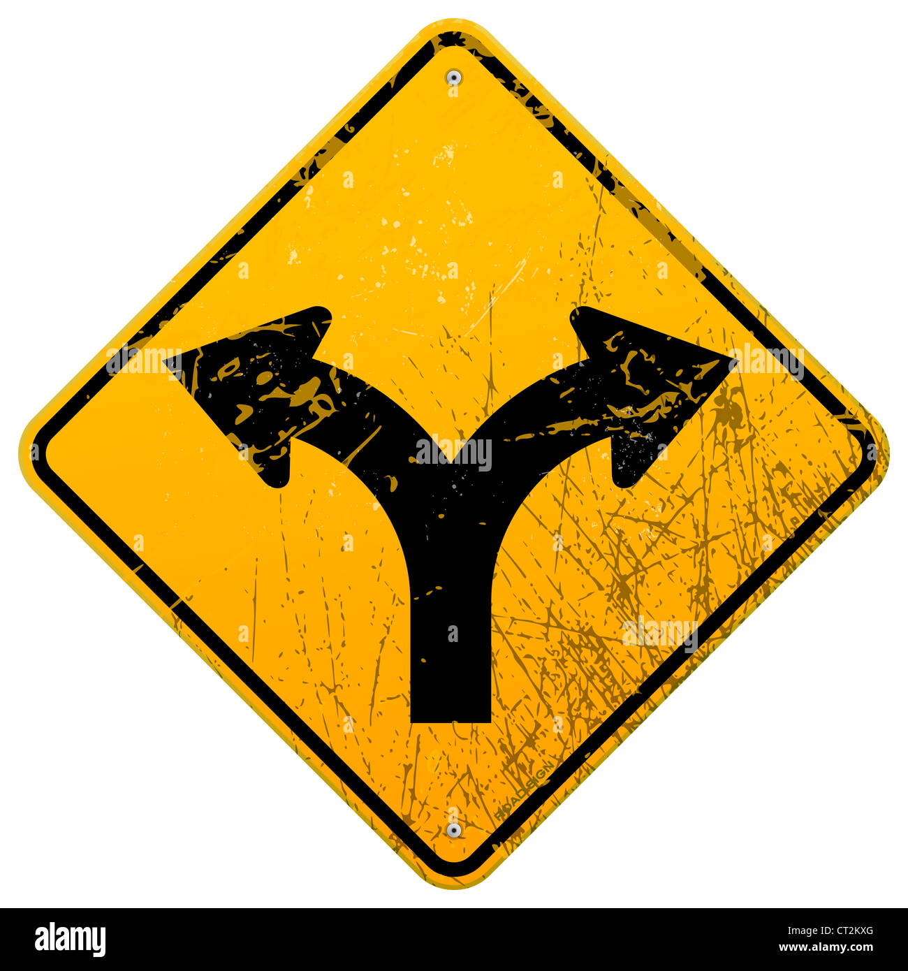 Forked road sign Stock Photo - Alamy