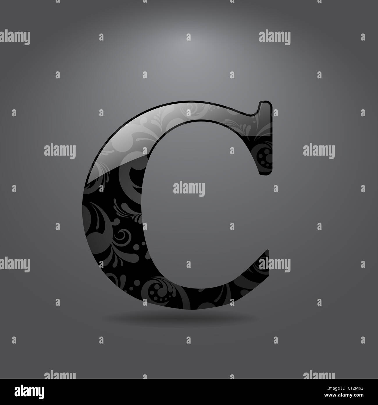 Glossy letter C isolated on gray background Stock Photo - Alamy