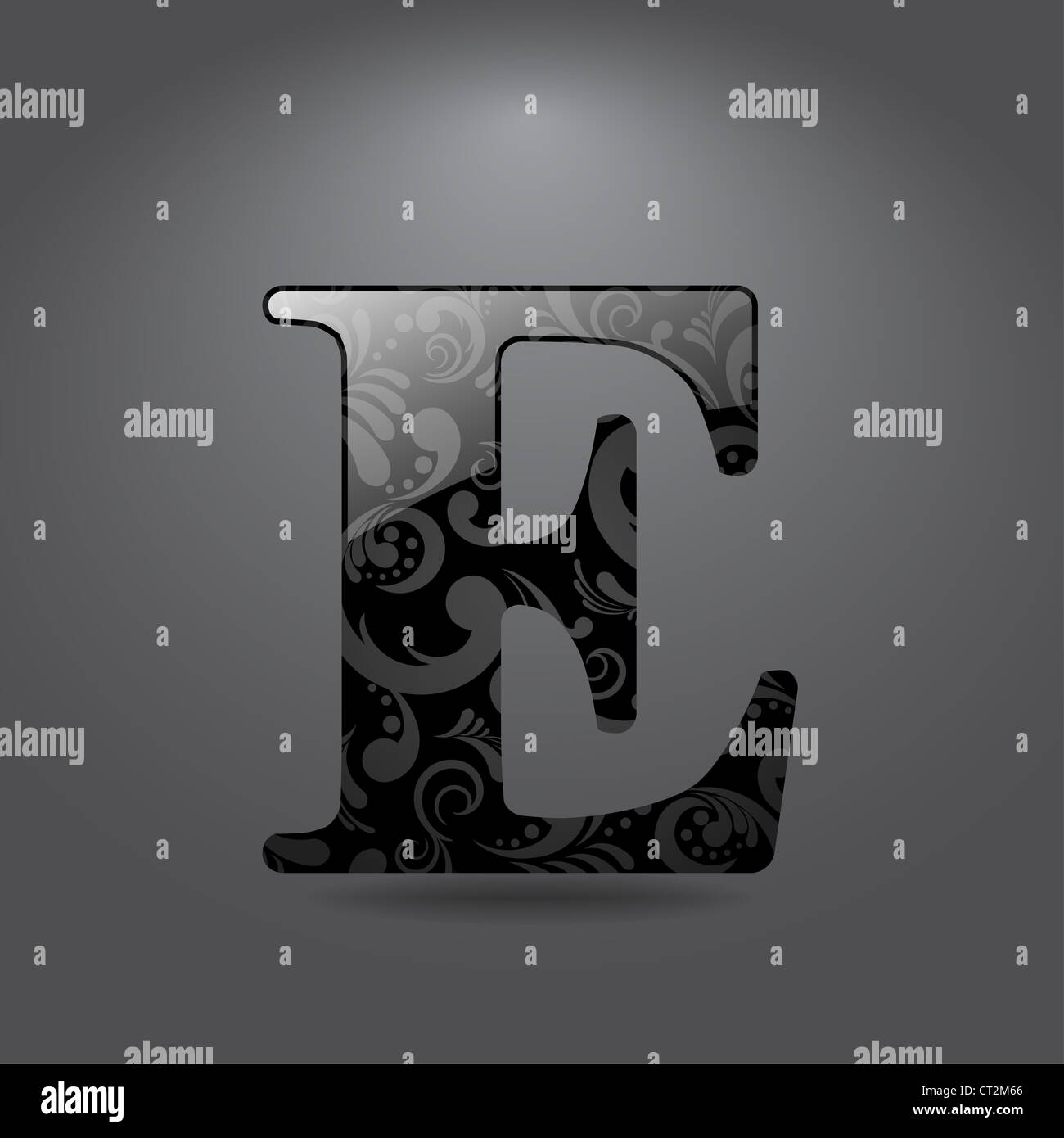 Glossy letter E isolated on gray background Stock Photo - Alamy