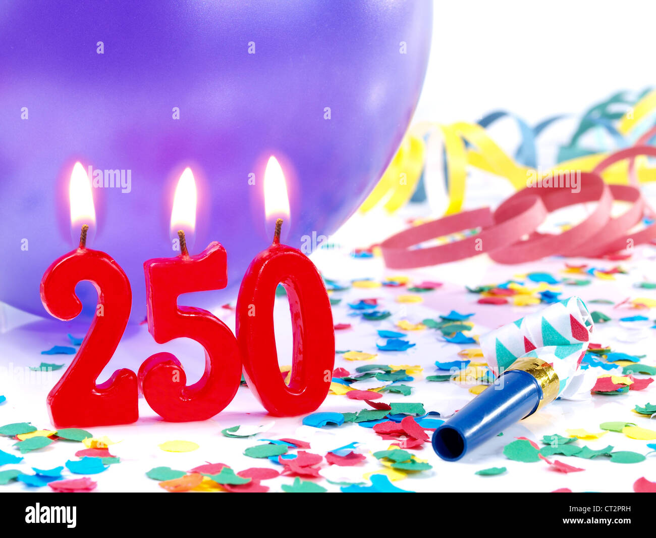 Birthday-anniversary candles showing Nr. 250 Stock Photo - Alamy