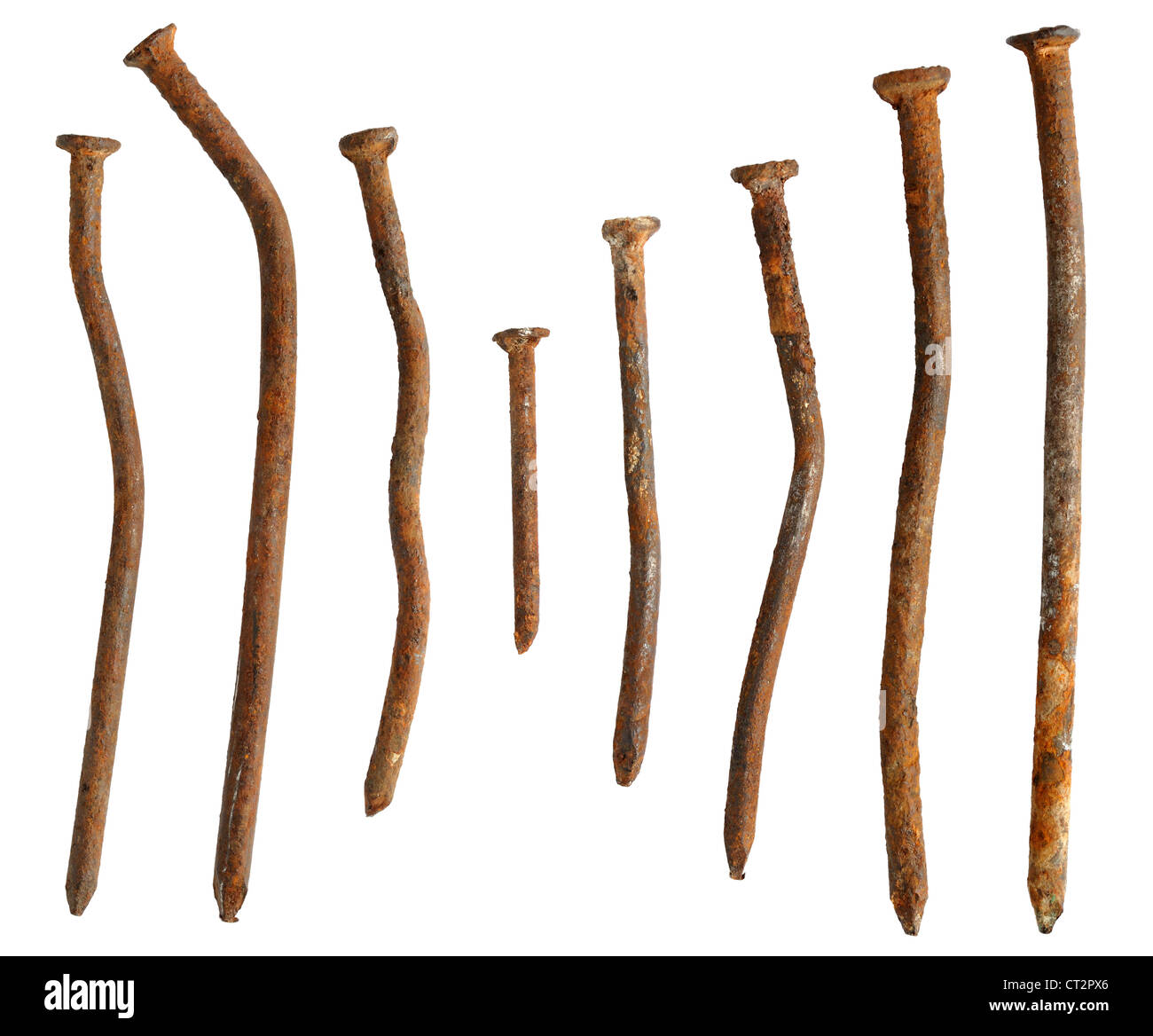 Old rusty nails isolated on white background Stock Photo - Alamy