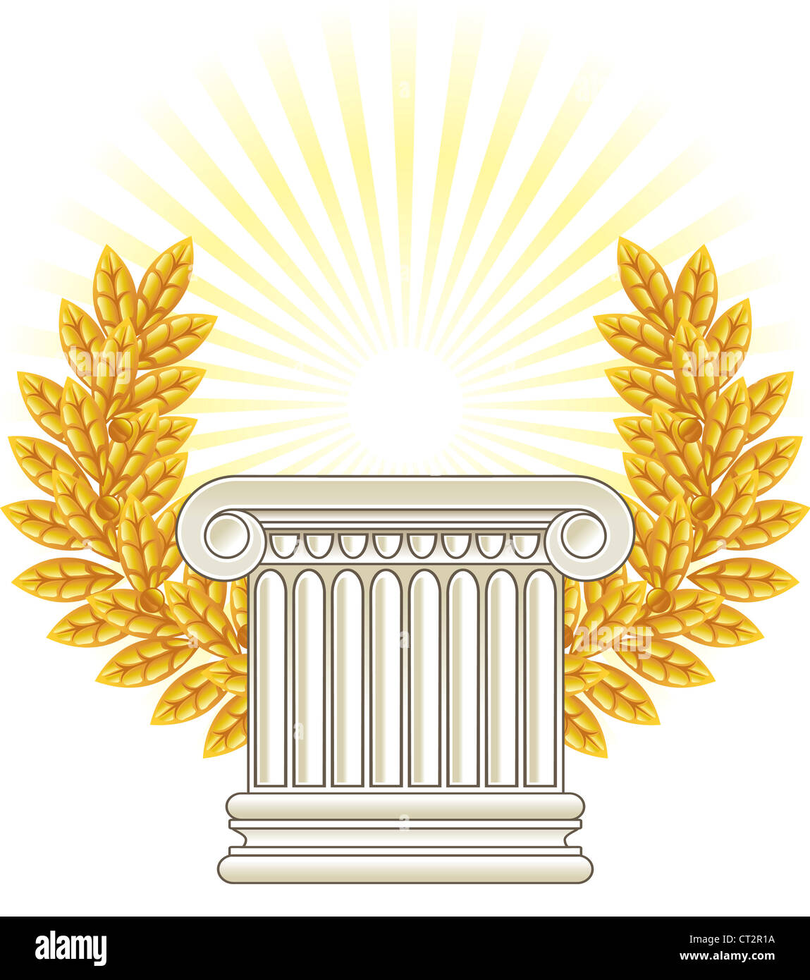 Antique Greek Column and gold Laurel Stock Photo - Alamy