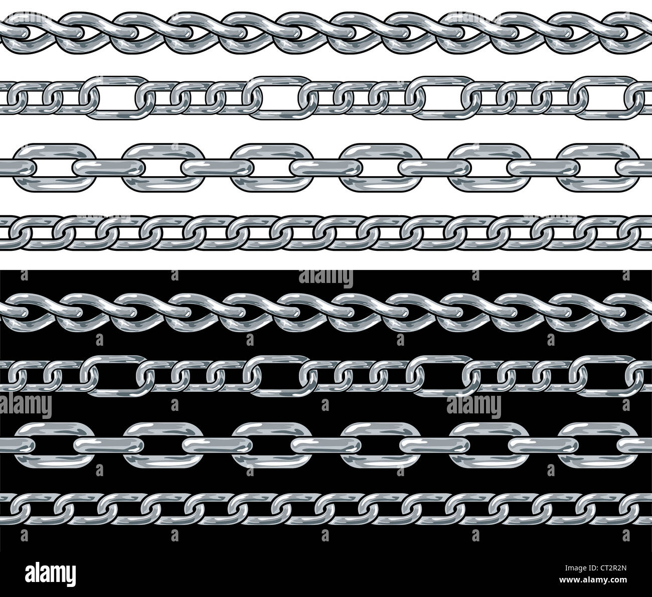 Silver chain. Seamless Borders vector set Stock Photo - Alamy