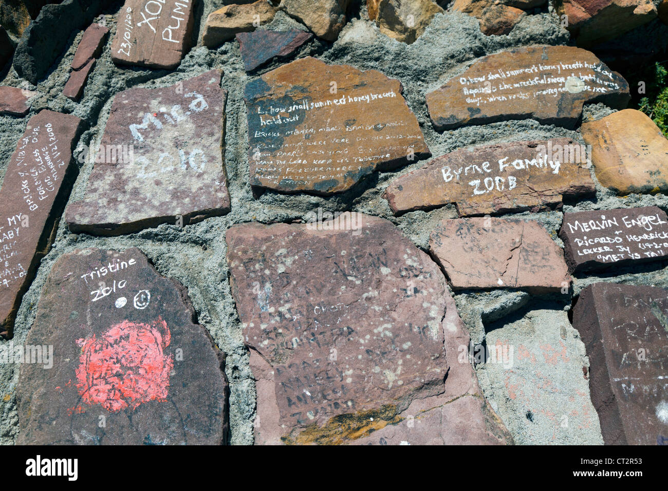 Graffiti on stones near Chapman's Peak, Table Mountain National Park ...