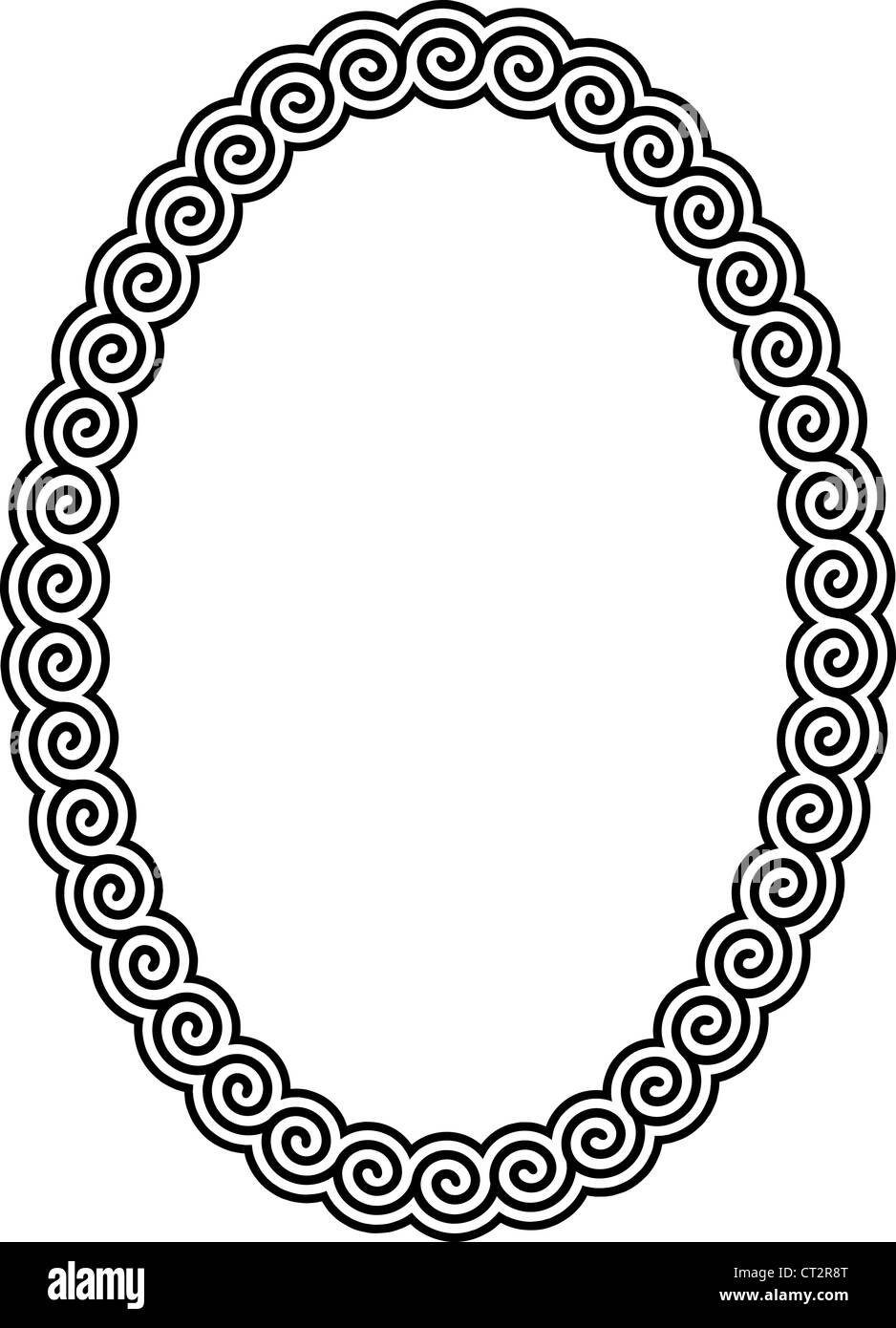 Oval frame with a meander Stock Photo - Alamy