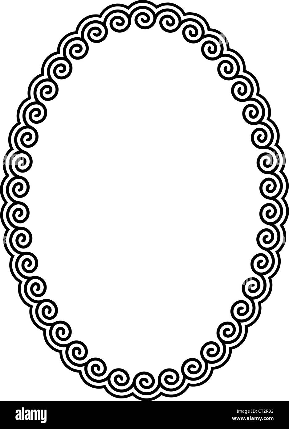 Oval frame with a meander Stock Photo - Alamy