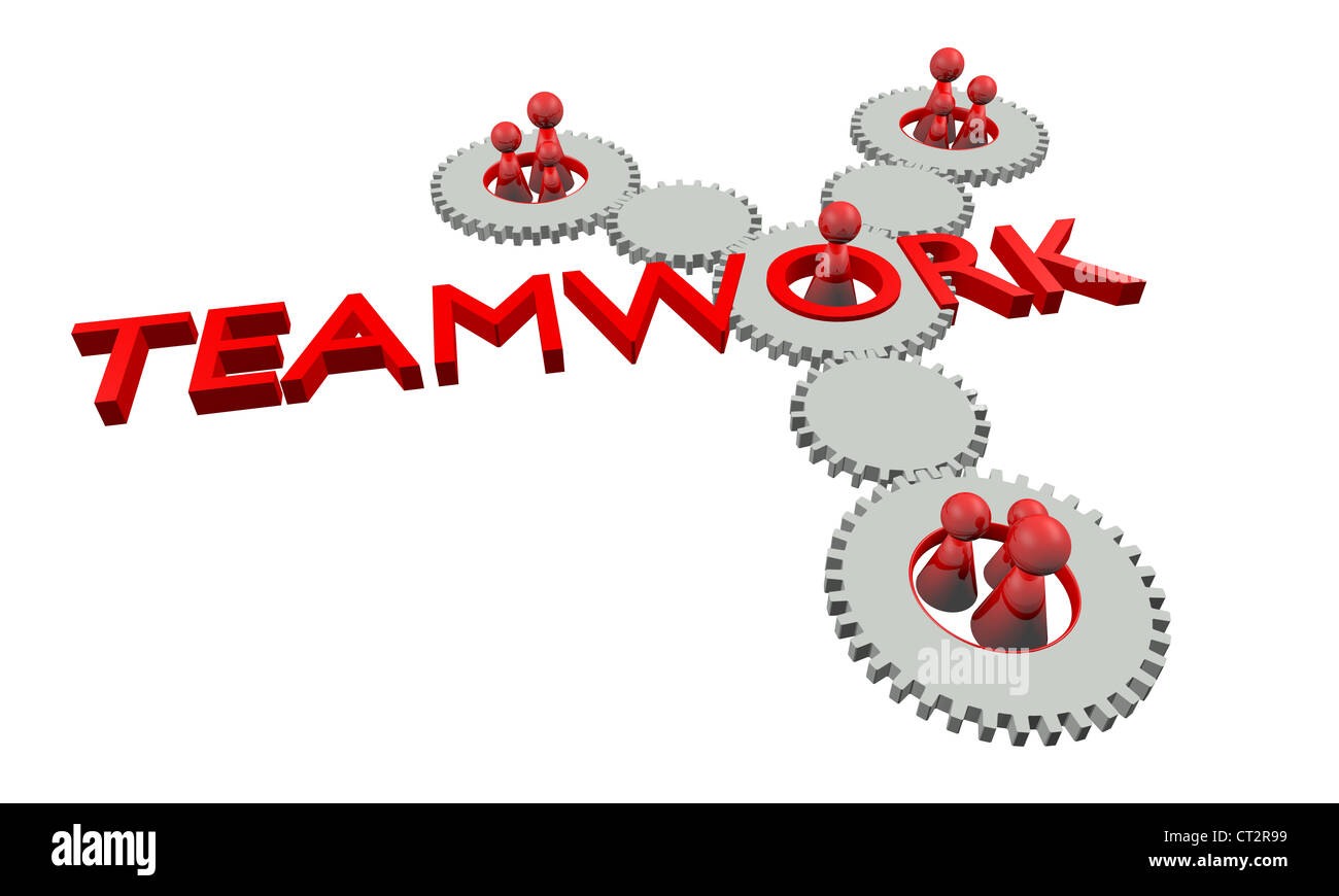 3D rendered teamwork illustration in white background Stock Photo - Alamy