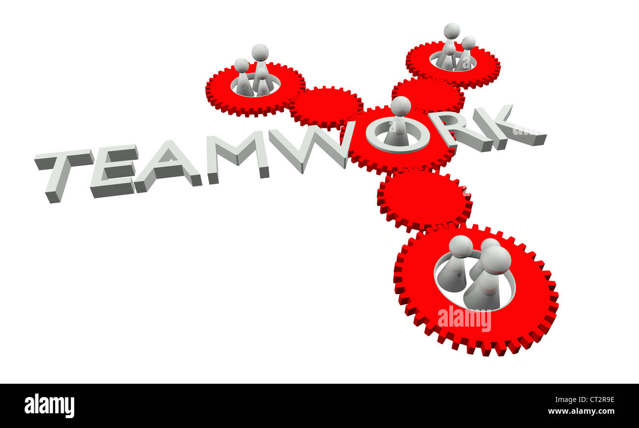 3D rendered teamwork illustration in white background Stock Photo - Alamy