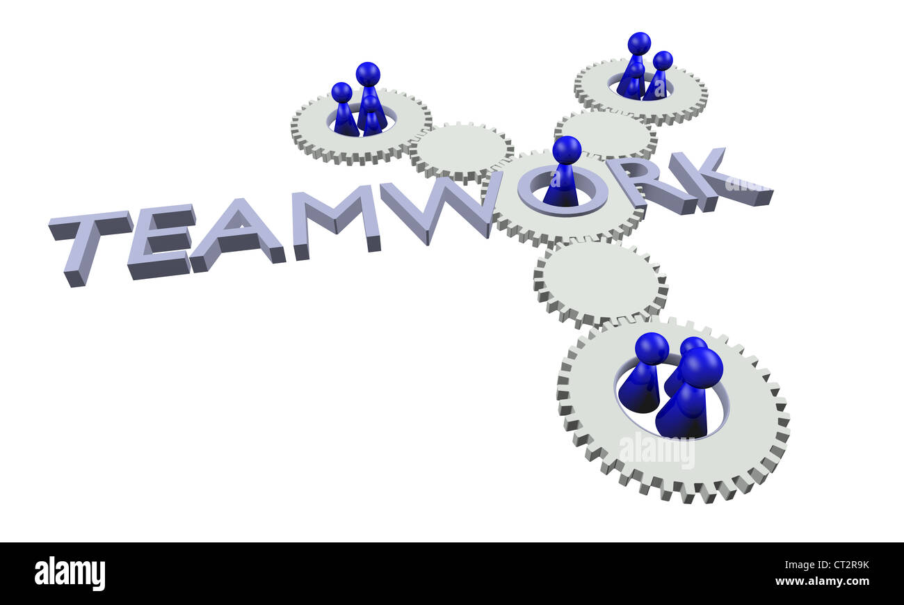 3D rendered teamwork illustration in white background Stock Photo - Alamy