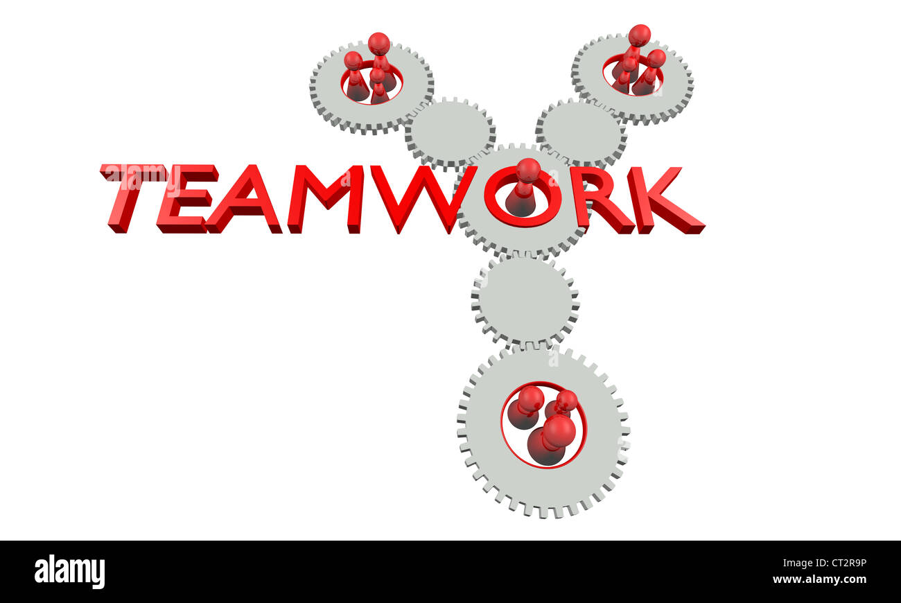 3D rendered teamwork illustration in white background Stock Photo - Alamy