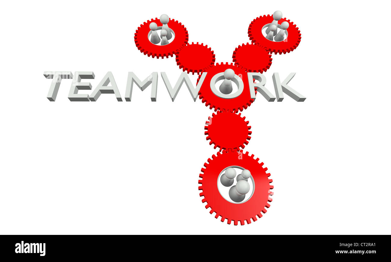 3D rendered teamwork illustration in white background Stock Photo - Alamy