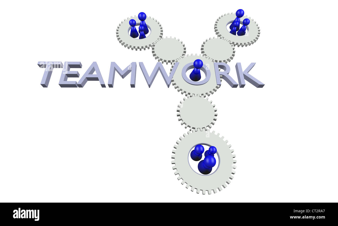 3D rendered teamwork illustration in white background Stock Photo - Alamy