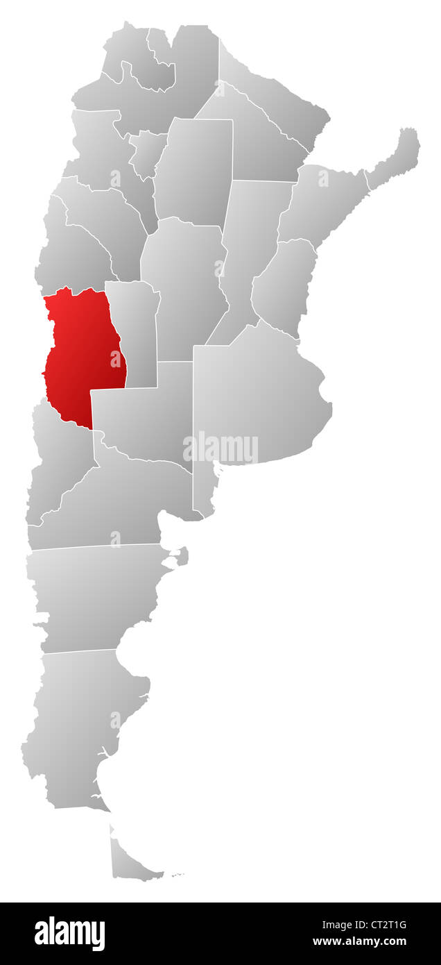 Political map of Argentina with the several provinces where Mendoza is ...