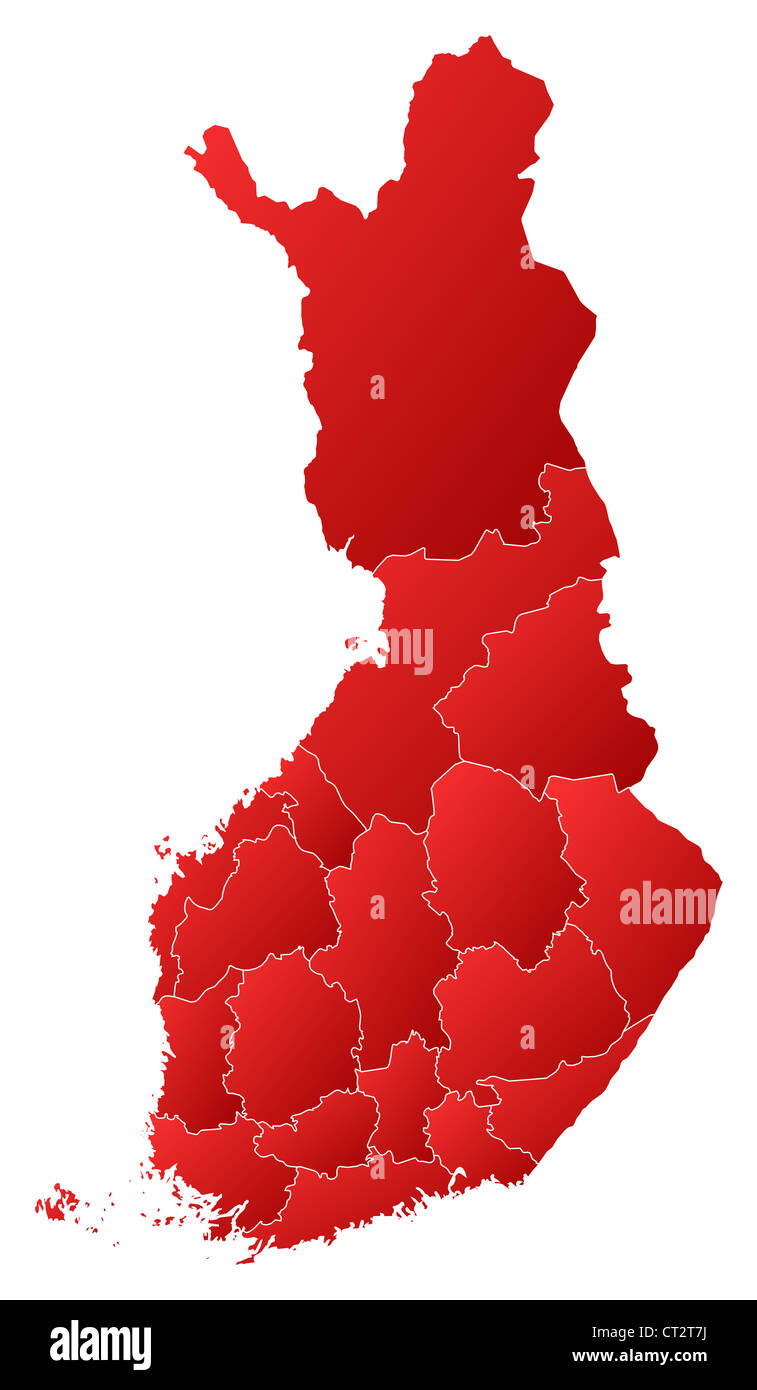 Political map of Finland with the several regions Stock Photo - Alamy