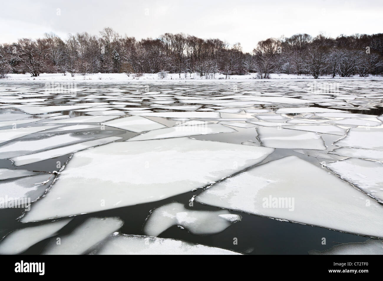 floating of ice on river at early spring evening Stock Photo - Alamy